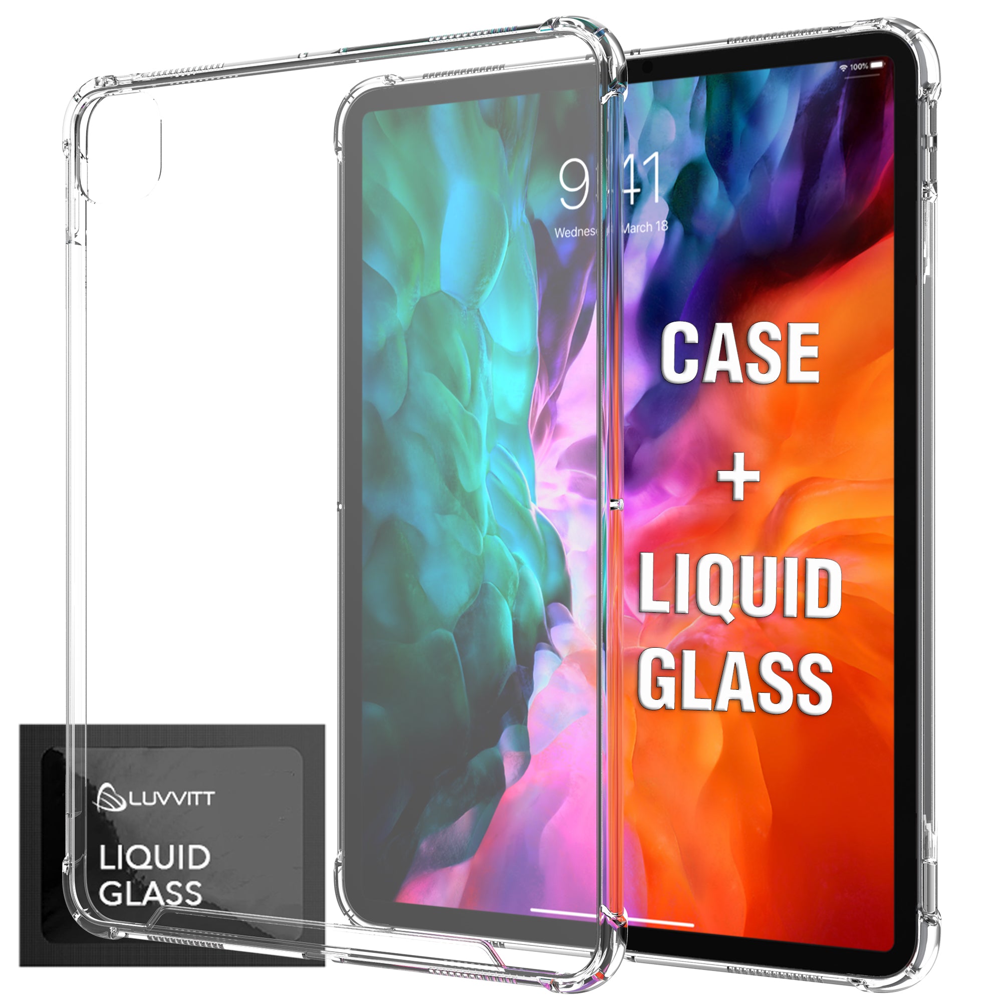 LUVVITT iPad Pro 12.9 Case Clear View Hybrid Case + Liquid Glass Screen ...